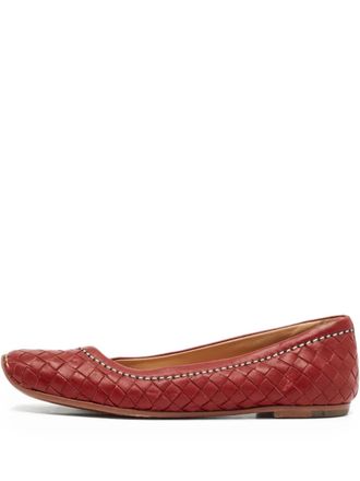 Bottega Veneta ballerines en cuir Intrecciato - Rouge