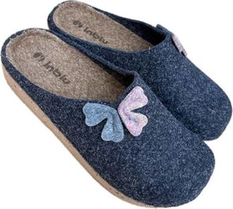 Inblu Chaussons confort hiver feutre femme BUNNY bout ferm&eacute; avec d&eacute;coration et semelle int&eacute;rieure super Soft, Avio Super Soft, 37 EU