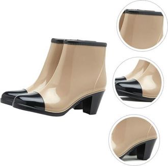 Beaupretty Pluie Courtes à Fermeture Éclair Latérale Antidérapantes à Talons Pour Femmes Chaussures De Pluie