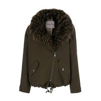 VALENTINI 1972 Valentini 1972, Femme, Vestes, Vert, Taille: 36 FR Veste &agrave; large col en fourrure