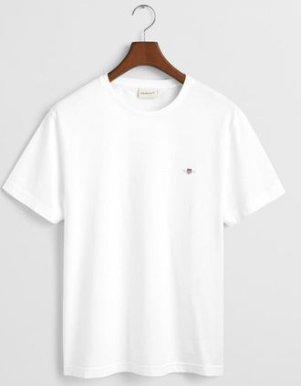 GANT Unifarbenes T-Shirt mit Logo-Stickerei, Regular Fit in
