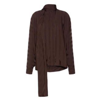 Sportmax Gestreifte Bluse mit Bindeband - - Blouses & Shirts - Damen - Braun - XS