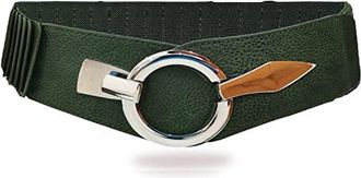 Glamexx24 Ceinture élastique pour Femmes, Vintage Ceinture de 6 cm de Large avec Anneau Argenté, pour Corset Robes Manteaux, Taillenweite 75cm-110cm