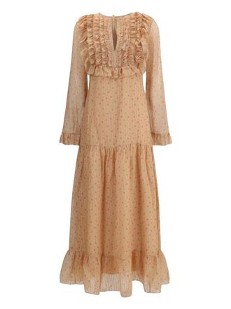 Kristina Ti robe longue volantée Isabel à fleurs - Rose