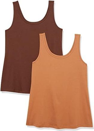 Amazon Essentials Débardeur grande taille Femme, Lot de 2, Brun Profond/Caramel Clair, XXL Grande taille