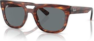 Ray-Ban Phil Bio-based Sonnenbrillen Havana Gestreift Fassung Blau Glas 54-21