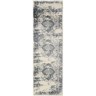 benuta Basic Teppich Suki - Creme/Blau 80x240 cm - Kunstfaser - Läufer & im Style: Vintage, Orient Style - Pflegeleicht für Wohnzimmer Schlafzimmer - Benuta