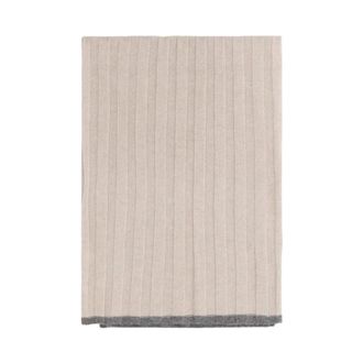 Brunello Cucinelli &Eacute;charpe en cachemire c&ocirc;tel&eacute; avec bordure contrastante - Homme - Accessoires - Beige - Taille: ONE Size