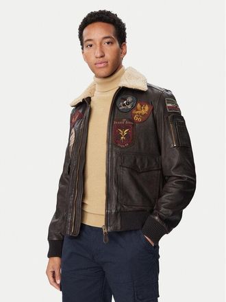 Aeronautica Aeronautica Militare Lederjacke 262PN0968U100839 Dunkelbeige Regular Fit
