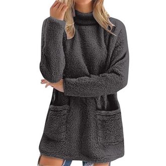 Generic Sweat-shirt pour femme - Couleur unie - Col rond - Manches longues - Automne - Hiver - D&eacute;contract&eacute; - Confortable - Tendance - Confortable - Chaud - Un