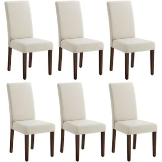 Vasagle Lot de 6 Chaises de Salle &agrave; Manger, Dossier Haut, pour Cuisine, Assise &Eacute;paisse, 58 x 48 x 100 cm, Blanc