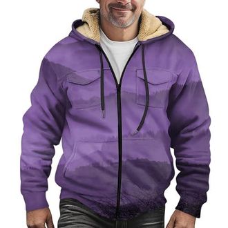 Generic Veste à capuche doublée en polaire pour homme avec fermeture éclair intégrale - Sweat à capuche chaud dhiver décontracté - Sweat à capuche doux avec c