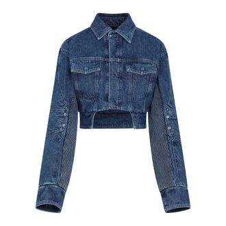 Off-white Motorcycle Hole Crop Jacket - - Jackets - Damen - Blau - XS
