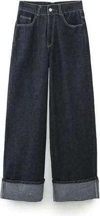 Generic Hiver Nouveau Produit Femmes Nouvelle Mode Veste en Jean Décontractée Manteau Ourlet Bouclé Pantalon Ensemble-Bleu foncé_a-S