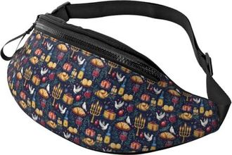 Generic Colombe Et Impression Alimentaire Sac De Voyage R&eacute;glable Sacs Banane Unisexe Sacoche Ceinture Pour Homme Camping Randonn&eacute;e 14X35Cm