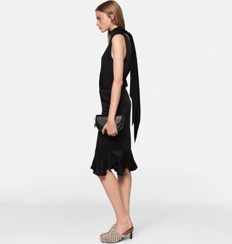Stella McCartney Ruffled-Hem Satin Midi Skirt, Woman, Midnight black, Size: 34
