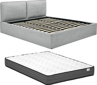 Vente-Unique Lit 2 Personnes Avec sommier - 180 x 200 cm - Gris Clair - TENESE