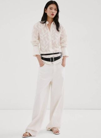 Mango Blouse broderie florale blanc cass&eacute; - Femme - XXL - MANGO