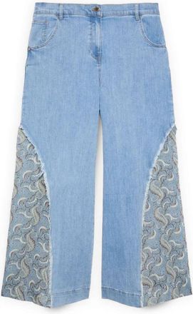 Fiorella Rubino Femme, Jeans, Bleu, Taille: 48 FR Jean Large avec empi&egrave;cement bandana