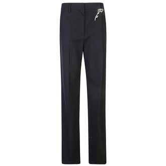Prada Blaue Wollhose Elegant Chic Brosche - - Trousers - Damen - Blau - M