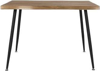 The Home Deco Factory HD7116 Esstisch, für Wohnzimmer, Metall, Schwarz, Holz, 110 x 75 x 75 cm