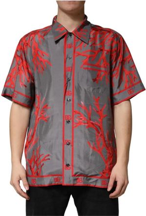 Dolce & Gabbana Homme, Chemises, Multicolore, Taille: 2XL Corals Short Sleeve Casual Shirt