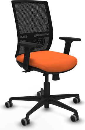 Piqueras y Crespo B&uuml;rostuhl aus Stoff, h&ouml;henverstellbar, mit 2D-Armen, h&ouml;henverstellbare Lendenwirbelst&uuml;tze, ausgestattet mit Syncro/Traslack. Schwarz/Orange