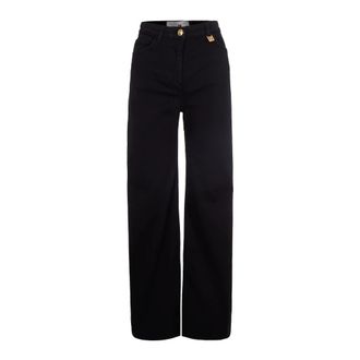 Elisabetta Franchi Palazzo Jeans mit Logo-Detail - - Jeans - Damen - Schwarzk - W28