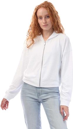 DKNY Kapuzenjacke für Damen, Durchgehender Reißverschluss, Jacquard (Weiß)