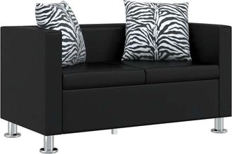 vidaXL Canap&eacute; &agrave; 2 places Cuir synth&eacute;tique Noir