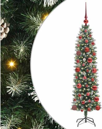 vidaXL K&uuml;nstlicher schlanker Weihnachtsbaum Gr&uuml;n und Wei&szlig; 120 cm vidaXL