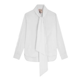 Semicouture Baumwoll-Popeline-Bluse mit Schleifenkragen - - Blouses & Shirts - Damen - Wei&szlig; - L