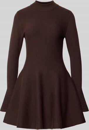 Apricot Minikleid aus Viskose-Mix mit Stehkragen
