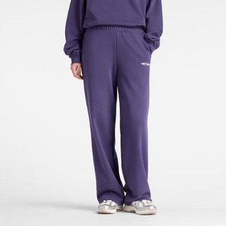 New Balance Damen Graphic Wide Leg Jogger in Violett, Baumwollfleece, Gr&ouml;&szlig;e 2XL