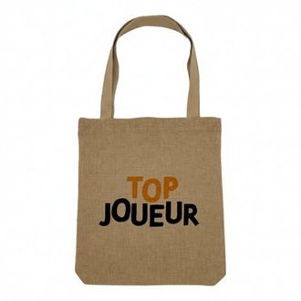 Fabulous Sac Shopping Tote Bag Aspect Lin - Top Joueur Homme Jeu Sport Apéro - Sac de Courses Toile Epaisse 360g Beige Naturel Cabas Porté Epaule Solide Imprim