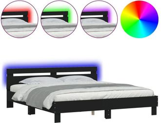 vidaXL Bettgestell mit Kopfteil und LED-Beleuchtung Schwarz 160x200 cm Vidaxl