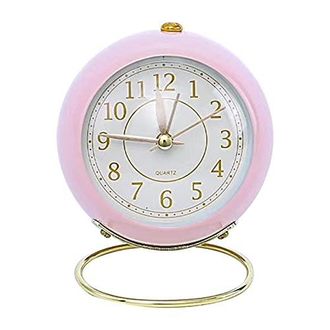 Generic Horloges de bureau, décoration de chambre à coucher, réveil, chambre à coucher, petit salon, horloge vintage dorée, grande minuterie numérique (rose, 