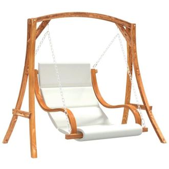 vidaXL Vidaxl - Hollywoodschaukel mit Auflage Massivholz Fichte mit Teak-Finish Creme