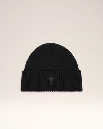 Ami Bonnet Noir Ami De Coeur En Laine Noir - TU - Unisex