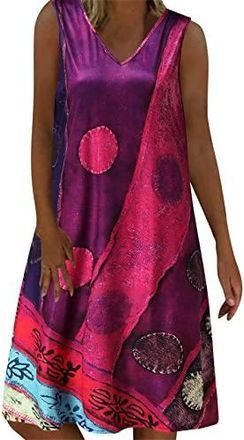 Generic Robes boh&egrave;me pour femmes, grande taille, gilets, robe d&eacute;t&eacute;, plage, caftan &agrave; imprim&eacute; floral, mode 2026, violet, L