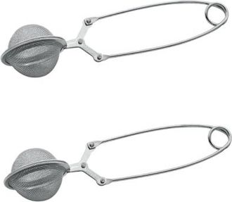 Fackelmann Fackelmann 9331350 2er Set Tee-Zange, Kr&auml;uterzange, Zange f&uuml;r losen Tee, Tee-Ei, Tee-Ei, Edelstahl, Silber, 15,5 x 4,3 cm