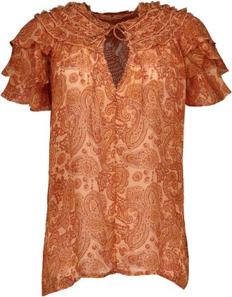 Ibana Femme, Blouses et Chemises, Brun, Taille: 40 FR Thorin Paisley Top