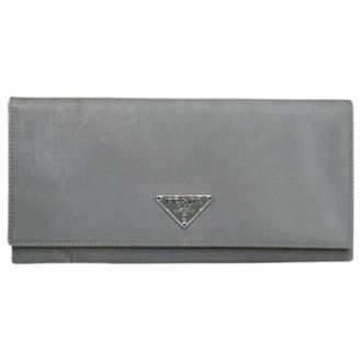 Prada Portefeuille en cuir vintage Pre-owned - Femme - Pre-owned - Gris - Taille: ONE Size