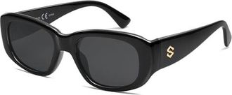 Sojos SJ2374 Lunettes de soleil carrées polarisées rétro pour homme et femme avec cadre épais et protection UV400, Monture marron et verres gris, m