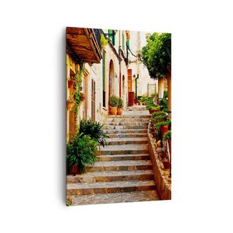 Arttor Wandbilder Dekoration Wohnzimmer Spanien Stadt Die Architektur Bilder auf Leinwand 80x120cm Leinwandbild mit Rahmen Schlafzimmer Deko Wand Kunstdruck 