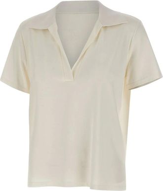 Kaos Kaos, Femme, Tops, Blanc, Taille: 38 FR T-shirt Col V avec Col