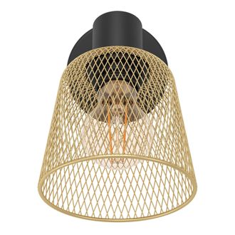 Eglo Wandlampe Coslada, Wandleuchte f&uuml;r innen mit schwenkbarem Spot, Wandspot aus Metall in Messing-geb&uuml;rstet und Schwarz, Wand Lampe f&uuml;r Wohnzimmer und Fl