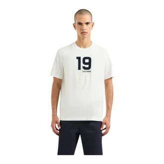 A|X Armani Exchange Homme, Tops, Blanc, Taille: M T-shirt Logo Brod&eacute; Number