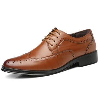 Generic Chaussures habill&eacute;es en cuir pour homme - Chaussures Oxford classiques &agrave; lacets - Bout pointu - Talon bloc - Antid&eacute;rapantes - Tendance - Chaussures ba