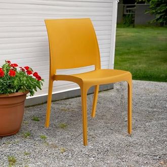 Dmora Gartenstuhl Miranda, Gartensitz, Outdoor-Stuhl, Outdoor-Sessel, Made in Italy, 54x46 h80 cm, Gelb